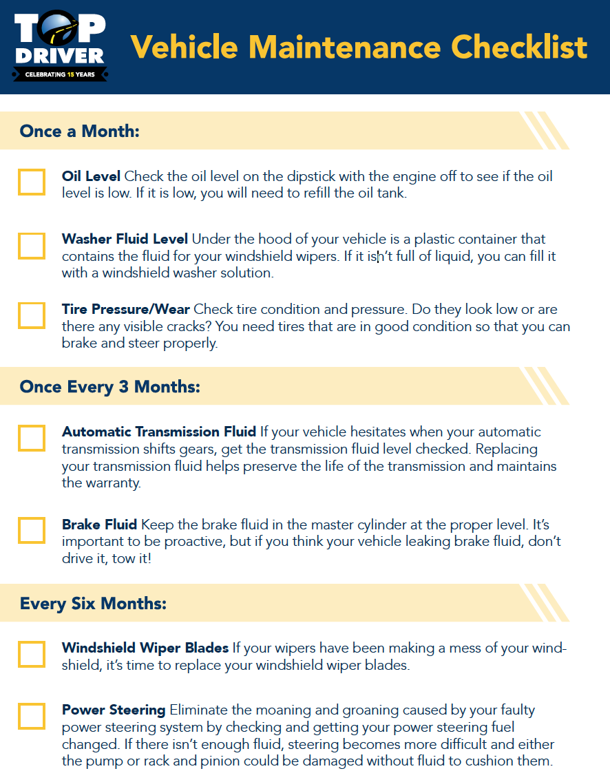 Vehicle Maintenance Checklist Know When To Do What